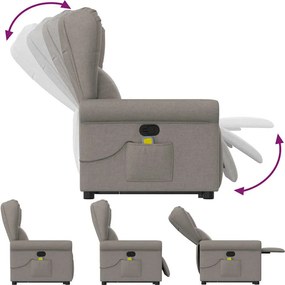 Zvedací masážní polohovací křeslo taupe textil 3303391
