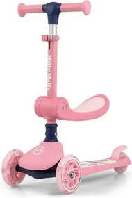 Tříkolová balanční koloběžka-scooter se sedátkem FUZZY Milly Mally pink