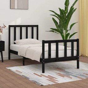 Rám postele černý masivní dřevo 75 x 190 cm malé jednolůžko 3105189
