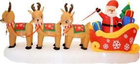 Nafukovací Santa Claus v saních se sobíky 390 cm