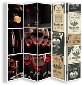 Ozdobný paraván, Variace na téma víno - 180x170 cm, pětidílný, klasický paraván