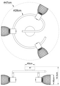 Globo 54817-3 - Bodové svítidlo ISABELLE 3xE14/40W/230V