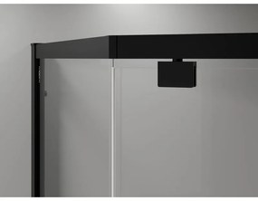 Mexen Exo, pětiúhelníkový sprchový kout s výklopnými dveřmi 80 x 80 cm, 6mm čiré sklo, černý profil, 812-080-080-70-00