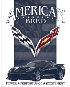 Plechová cedule Corvette - American Bred 40 cm x 32 cm