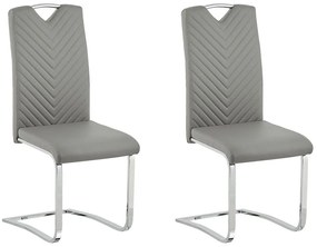 Sada 2 jídelních židlí z eko kůže šedé PICKNES Beliani