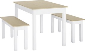 HOMCOM 3-dílná jídelní sestava se 2 zasouvacími lavicemi pro 4-6 osob v moderním stylu - Kuchyň, jídelna, obývací pokoj - DTD desky