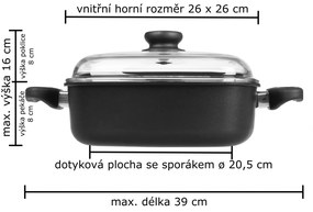 AMT Gastroguss Indukční titanový pekáč 26 x 26 x 8 cm / 3.3 l s poklicí