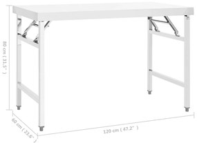 vidaXL Kuchyňský skládací pracovní stůl 120 x 60 x 80 cm nerezová ocel