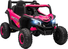 AIYAPLAY 12V elektroauto pro děti, funkce dálkového ovládání, pás, klakson, LED světla, USB port, pro 3-5 let, Růžová