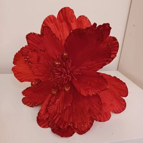 Dekorace umělý květ, 47 cm, červená