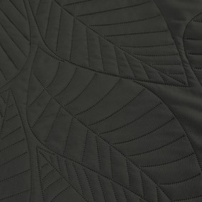 Tmavě šedý přehoz na postel se vzorem LEAVES Rozměr: 170 x 210 cm