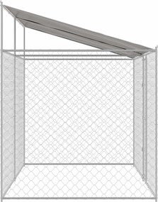 Psí klec s střechou Stříbrná 400 x 200 x 256 cm Ocel a PE 3368301