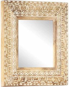 Ručně vyřezávané zrcadlo 50 x 50 x 2,6 cm masivní mangovník 321644