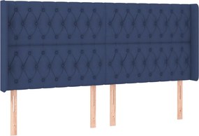 Box spring postel s matrací a LED modrá 200x200 cm textil 3139147