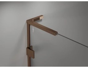 Mexen Lunar, L výklopný půlkruhový sprchový kout 100 x 100 cm, 8mm čiré sklo, profil růžové zlato, 833L-100L-100P-60-00