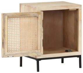 Noční stolek 40 x 30 x 50 cm masivní mangovník a přírodní rákos,  323509