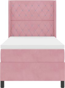 Postel s boxspringem s matrací s čelo Růžová 90 x 190 cm samet 3341935
