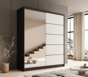ADRK Furniture Posuvná skříň s zrcadlem Nico 180 ADRK-SW-NIC-180-BW