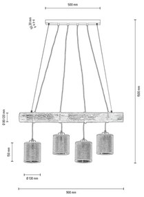 Spot-Light 68859456 - Lustr na lanku NEGRO 4xE27/25W/230V borovice