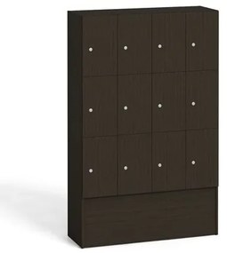 Dřevěná odkládací skříňka s úložnými boxy, 12 boxů, wenge