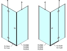 Polysan FORTIS LINE čtvercový sprchový kout 1000x1000 mm, rohový vstup FL1010LFL1010R