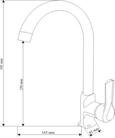 Mexen SABRE - Vysoká umyvadlová baterie - dřezová, Chrom, 72190-00