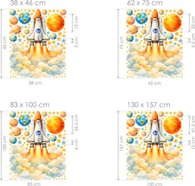 Kosmická raketa NASA samolepka na zeď arch 38 x 46 cm