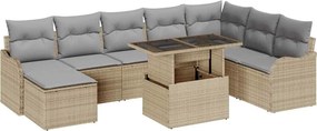 Sada zahradních pohovek 9 ks Béžová [Syntetika]: Poly Ratan 3357253