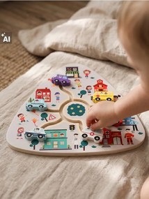 Sinsay - Vzdělávací tabule s dráhou a vozidly - vícebarevná