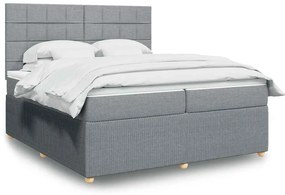 Box spring postel s matrací světle šedá 200 x 200 cm textil 3292163