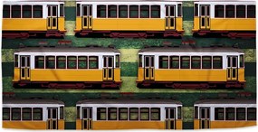Sablio Ručník Lisabonské historické tramvaje Zelený Pattern - 30x50 cm