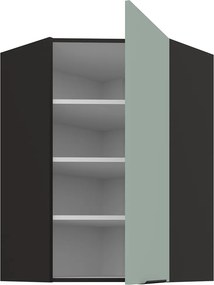 ARIA sc | horní kuchyňská skříňka 60x60 GN-90 1F (45°) rohová s policemi | 60x60 cm | VYSOKÁ | černá/aquamarine