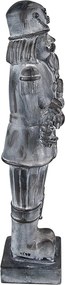 Šedá antik dekorace Louskáček s věnečkem I - 15*11*47 cm