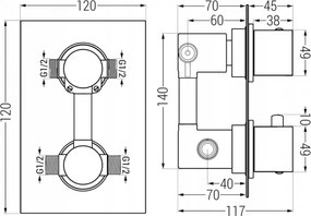 Mexen Cube, podomítková sprchová sada DR02 s dešťovou sprchou 25cm, zlatá, 77502DR0225-50