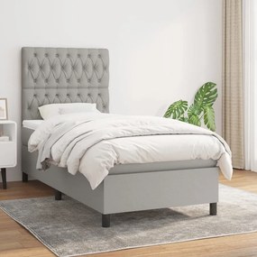 Box spring postel s matrací světle šedá 90x200 cm textil 3141985