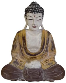 Buddha žlutý s patinou 2 25 cm