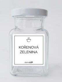 Samolepka na kořenky KOŘENOVÁ ZELENINA bílá 5 × 5 cm základní písmo