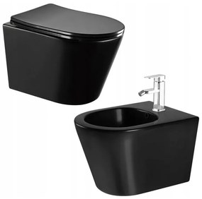 Mexen Rico závěsné wc Rimless a závěsný bidet, černá matná - 35724885 + 30721085