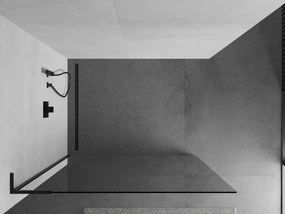 Mexen Kioto L, sprchová zástěna Walk-In 60 x 200 cm, 8mm čiré sklo, černý profil, 800-060-103-70-00