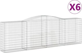 Klenuté gabionové koše 6 ks 400x50x120/140cm pozinkované železo 3147013