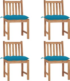 vidaXL Zahradní židle 4 ks s poduškami masivní teak [3073103] Barva: Modrá