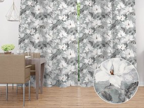 Biante Sametový závěs Tamara TMR-016 Designové květiny na šedozeleném 145x250 cm