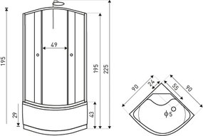 Aplomo Karola White 90x90x225 masážní sprchový box