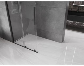 Mexen Velar L, posuvná sprchová zástěna Walk-in 110 x 200 cm, 8mm čiré sklo, černá matná, 871-110-003-03-70