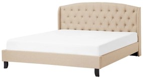 Čalouněná béžová postel 140 x 200 cm BORDEAUX Beliani