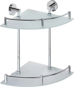 Sapho X-Round - Polička dvojitá rohová, sklo/chrom XR604