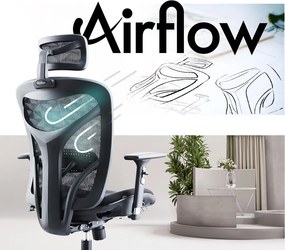 Ergonomická kancelářská židle MOSH Airflow 601 - černá