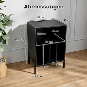 Costway Stolek na gramofon s nabíjecí stanicí a přihrádkami, černý