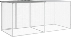Klec pro kuřata se střechou světle šedá 203 x 98 x 90 cm ocel 3189044