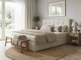 Čalouněná postel boxspring DIRELIS VIBE 160x200 cm krémová Matrace: Matrace Bonell pružinová